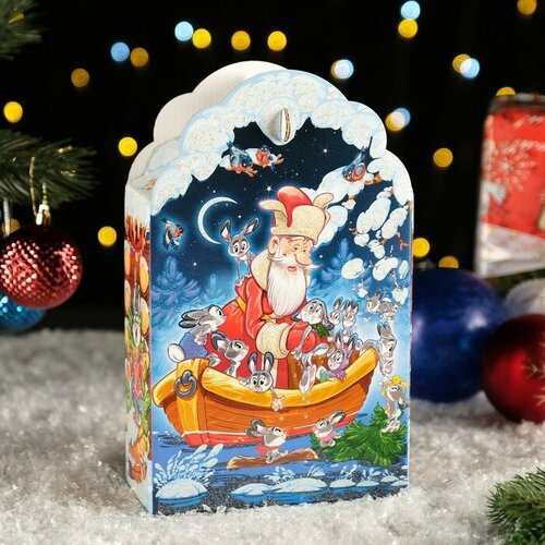 Подарочная коробка Дед Мороз и Зайцы, 16 х 7,5 х 26 см 5 шт