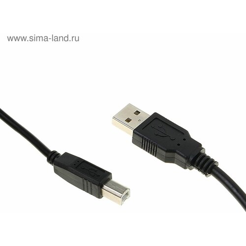 Кабель LuazON, USB A - USB B, для подключения принтера, 1.5 м, черный