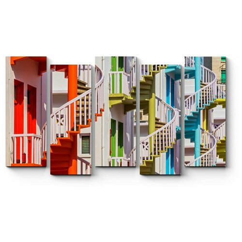 Модульная картина Яркие винтовые лестницы200x116
