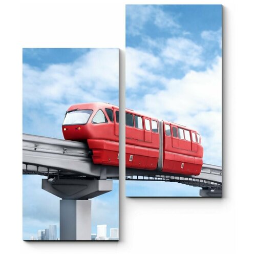 Модульная картина Красный монорельсовый поезд50x63