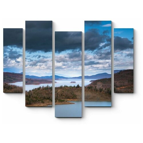 Модульная картина Пейзаж в оттенках голубого 101x82