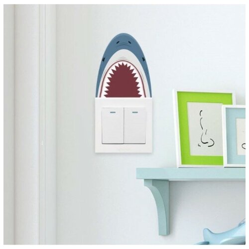 Наклейка на выключатель цветная "Акулий рот" 11х12 см