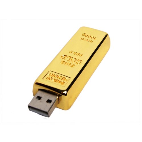 Металлическая флешка в виде слитка золота (16 Гб / GB USB 2.0 Золотой/Gold Gold_bar Flash drive Для нанесения логотипа)