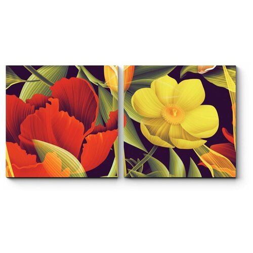 Модульная картина Необычные тропические цветы50x25