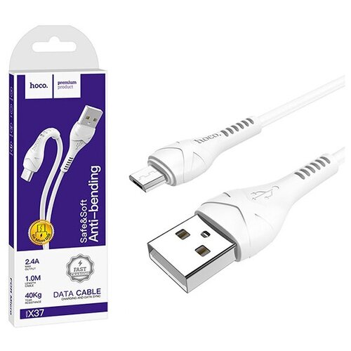 Кабель Hoco X37, microUSB - USB, 2.4 А, 1 м, белый