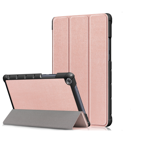 Чехол-обложка MyPads для HUAWEI MediaPad M5 Lite 8 тонкий умный кожаный на пластиковой основе с трансформацией в подставку розовое золото