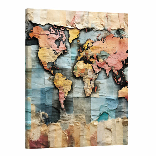 Интерьерная картина 50х70 "Мир в карте"