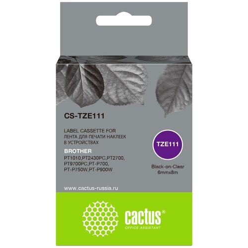 Картридж cactus CS-TZE111, 8000 стр, черный