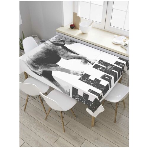 Скатерть прямоугольная JoyArty на кухонный стол "Монохромный слон" из оксфорда, 120x145 см