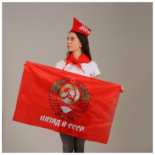 Набор пионера Страна Карнавалия "Назад в СССР" флаг, пилотка, галстук, наклейки (4132578)