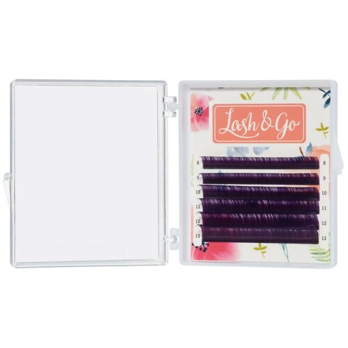 Lash&Go Цветные ресницы для наращивания Фиолетовый D/0,10/8-13 mm (6 линий)/ Цветные ресницы для наращивания Лэш энд Гоу