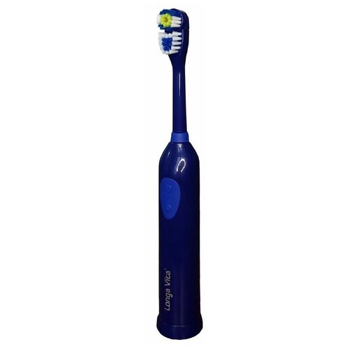 Электрическая зубная щетка Longa Vita для взрослых, ротационная + сменная насадка в комплекте, темно-синяя