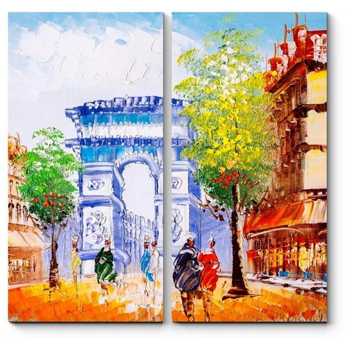 Модульная картина На улочках Парижа 70x70