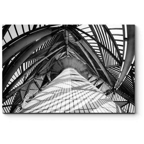 Модульная картина Винтовая черно-белая лестница130x87