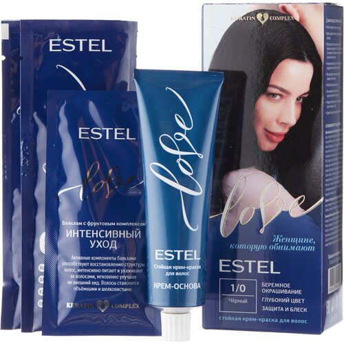 ESTEL Love Стойкая крем-краска для волос, 1/0 черный, 115 мл
