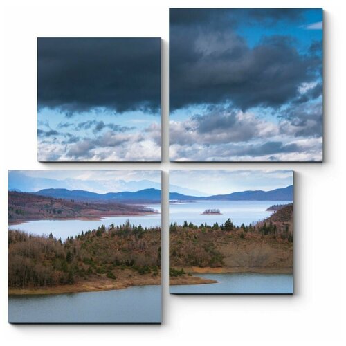 Модульная картина Пейзаж в оттенках голубого 110x110