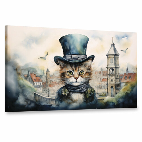 Интерьерная картина 100х60 "Кот и его стиль"