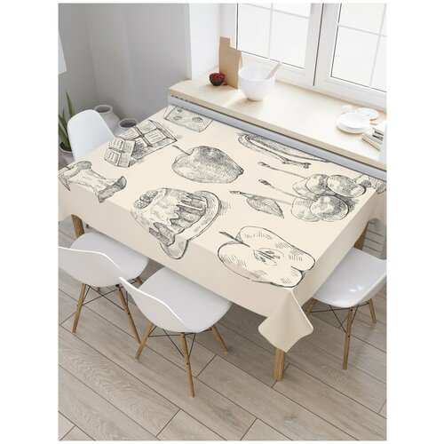 Скатерть прямоугольная JoyArty на кухонный стол "Надкушенное яблоко" из оксфорда, 120x145 см