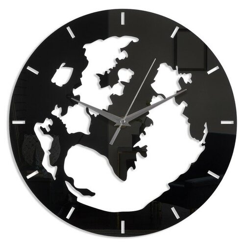 Часы-наклейка, серия: DIY, "Земля", 1 ААА, черные