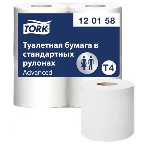 Бумага туалетная Tork T4 2сл бел вторич 23м 184л 4рул/уп 24уп/блок 120158
