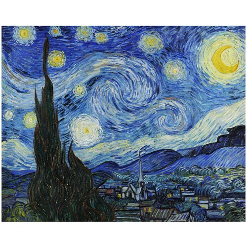Постер / Плакат / Картина Ван Гог - Звездная ночь 90х120 см в подарочном тубусе