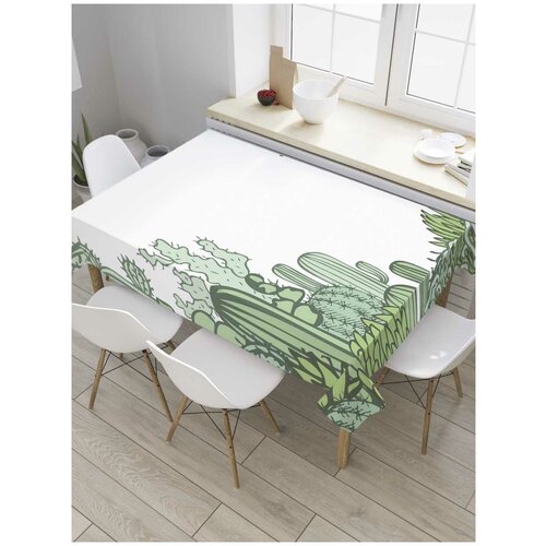 Скатерть прямоугольная JoyArty на кухонный стол "Кактусовая поляна" из оксфорда, 180x145 см