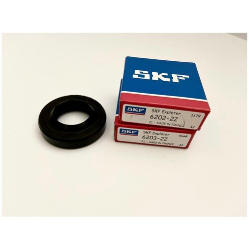 Комплект фирменных подшипников SKF 6202, 6203 + сальник 22x40x8/11.5 + смазка. Ремкомплект подходит для стиральных машин Indesit, Hotpoint Ariston