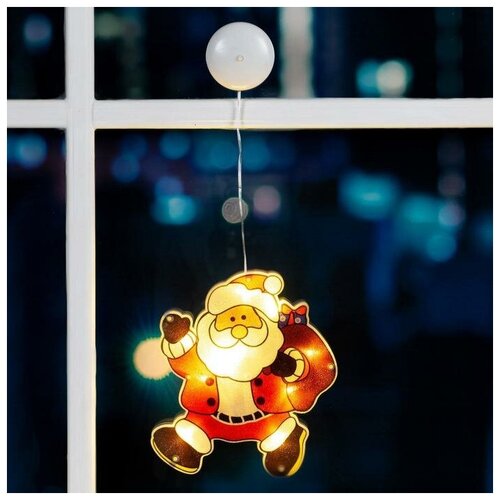 Luazon Lighting Светодиодная фигура на присоске «Дед Мороз» 19 × 22 см, пластик, батарейки АААх3 (не в комплекте), свечение тёплое белое