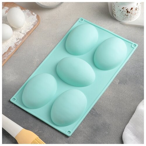 Форма для выпечки силиконовая Доляна «Яйцо», 30×17,5 см, 5 ячеек (10×7×3,5 см), цвет микс