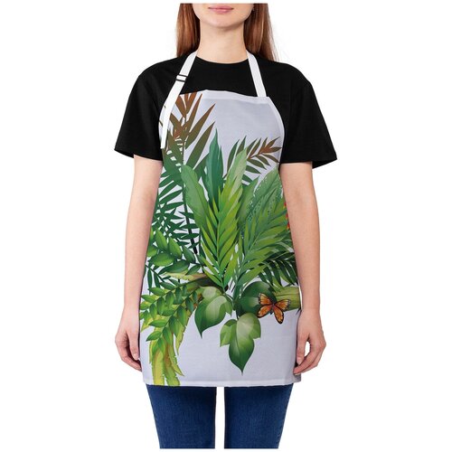Фартук женский для готовки JoyArty "Тропические растения и бабочки", универсальный размер