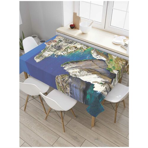 Скатерть прямоугольная JoyArty на кухонный стол "Каменные образования у моря" из оксфорда, 120x145 см