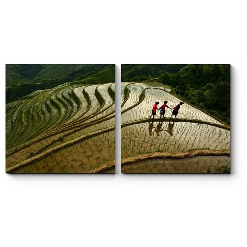 Модульная картина Рисовая терраса в Гуйлинь, Китай50x25