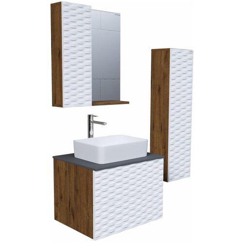 Зеркальный шкаф для ванной комнаты "АЛЬБА-65 см" Лев. веллингтон/белый