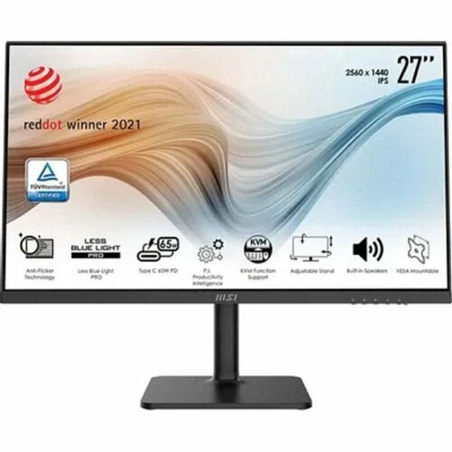 MicroStar Монитор MSI Modern 27" MD272QP {IPS 2560x1440 матовый flat 75Hz 4ms HDMI1.4 DisplayPort USB-C 2xUSB2.0} 9S6-3PB19H-040