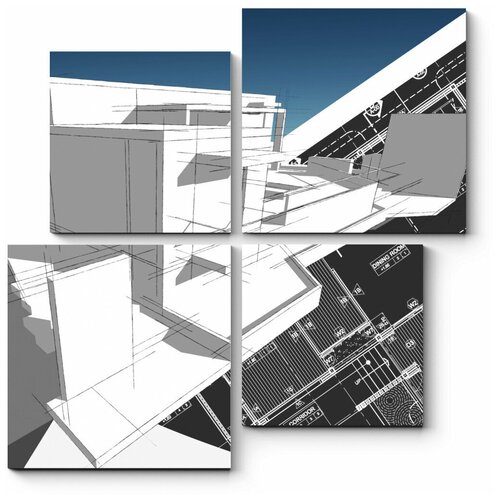 Модульная картина Архитектурный скетч 180x180