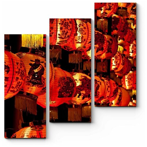 Модульная картина Теплый свет китайских фонариков 110x117
