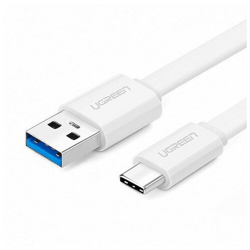 Кабель Ugreen USB Type-C 2.4А Male Flat (USB 2.0, белый, 1.0M)