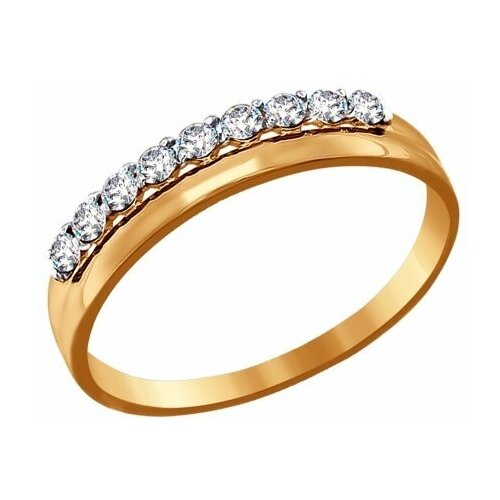Кольцо Diamant online, красное золото, 585 проба, фианит, размер 15.5