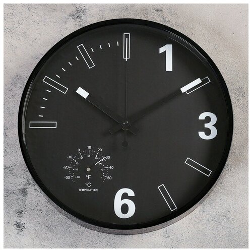 --- Часы настенные, серия: Интерьер, "Гриик", d-30 см, с термометром