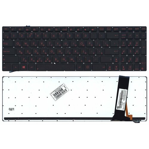 Клавиатура для Asus N76VM черная с подсветкой, красные клавиши