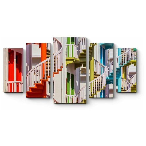Модульная картина Яркие винтовые лестницы200x110