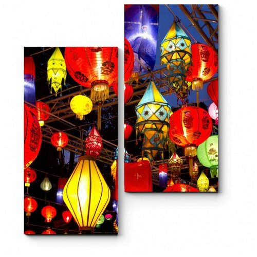 Модульная картина Волшебный свет китайских фонариков, Гонконг 50x63