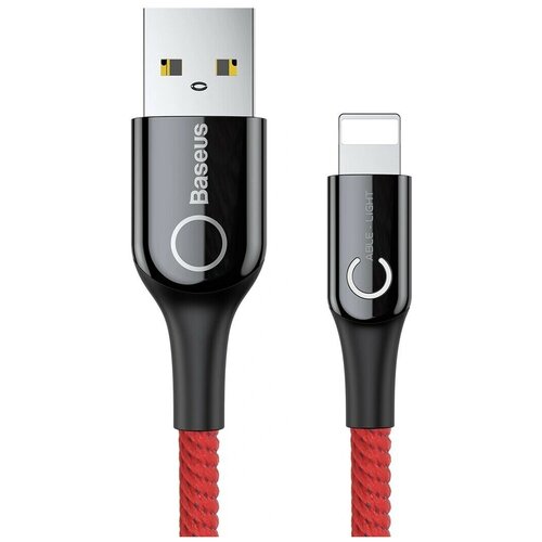 Кабель USB Lightning 1M 2.4 A c автоматическим выкл. заряда C-shaped Light Baseus красный CALCD-09
