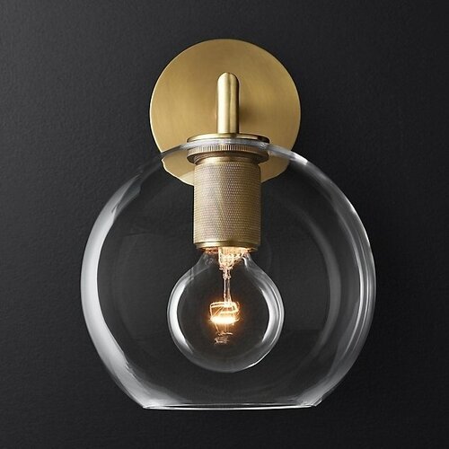 Бра RH Utilitaire Globe Shade Single Sconce Brass