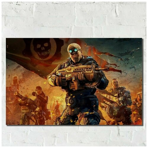Картина интерьерная на рельефной доске, рисунок ОСП игра Gears of War Judgement - 11649