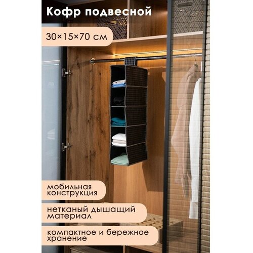 Доляна Кофр подвесной Доляна «Кло», 5 отделений, 30×15×70 см, цвет чёрный