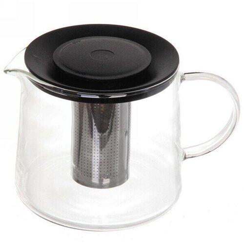 Чайник заварочный стеклянный 1500мл «Хай-Тек» с металлическим ситом и пластиковой крышкой Селфи