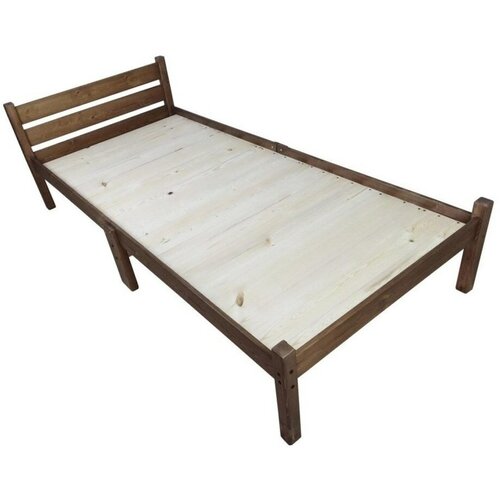 Кровать односпальная Классика Компакт сосновая со сплошным основанием, цвет темный дуб, 190х70 см