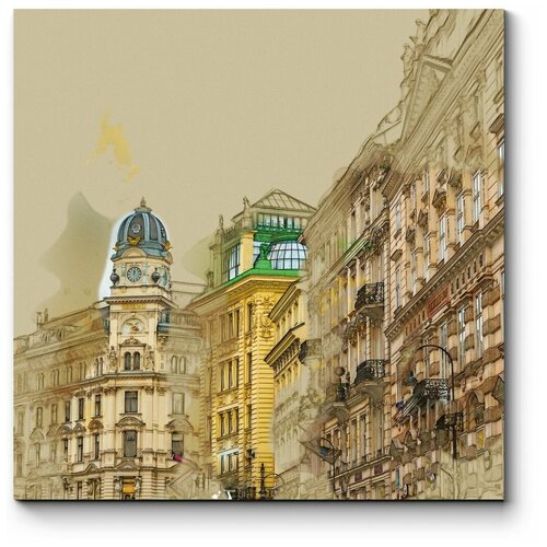 Модульная картина На старых улочках Вены 50x50