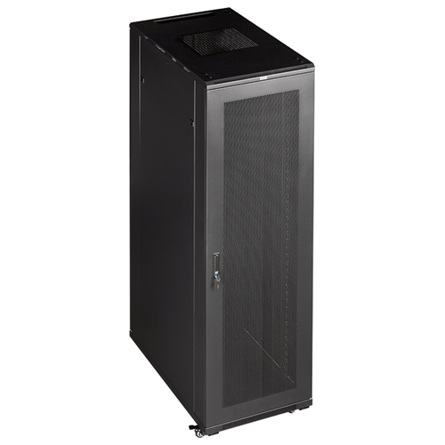 Шкаф серверный напольный 42U (800 1200) дверь перфорированная, задние двойные перфорированные, цвет черный